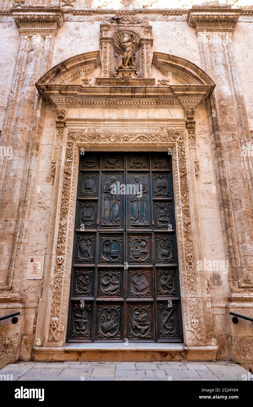 The portal of the Church of Santa Maria del Suffragio, commonly known as the Church of Purgatory ...
