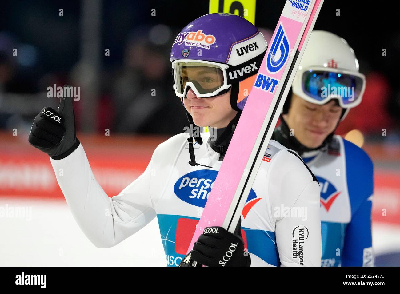 Tate Frantz, of the United States, gestures after his first round jump ...