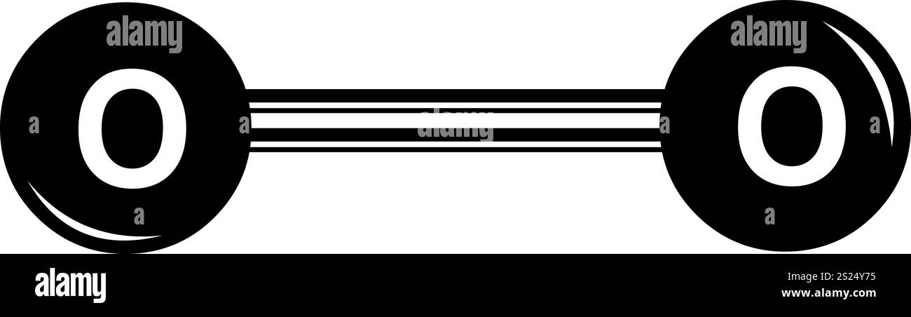 vector illustration black and white symbol O2 oxygen molecule concept ...