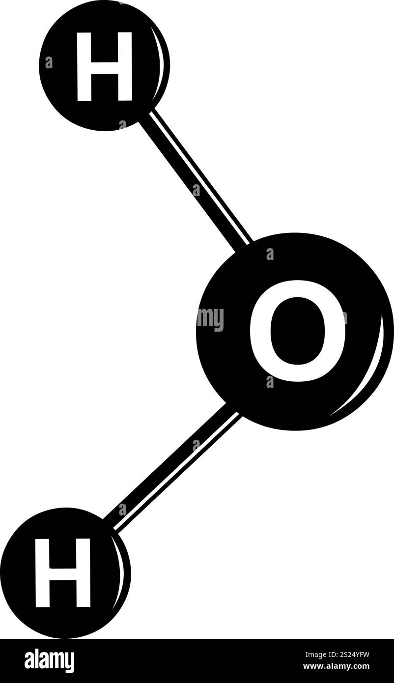 vector illustration black and white symbol H2O water molecule concept ...