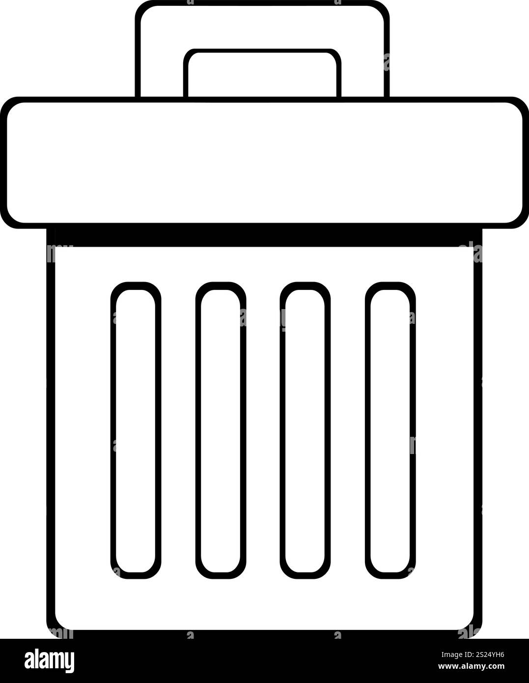 vector illustration drawing black and white icon trash can object Stock ...