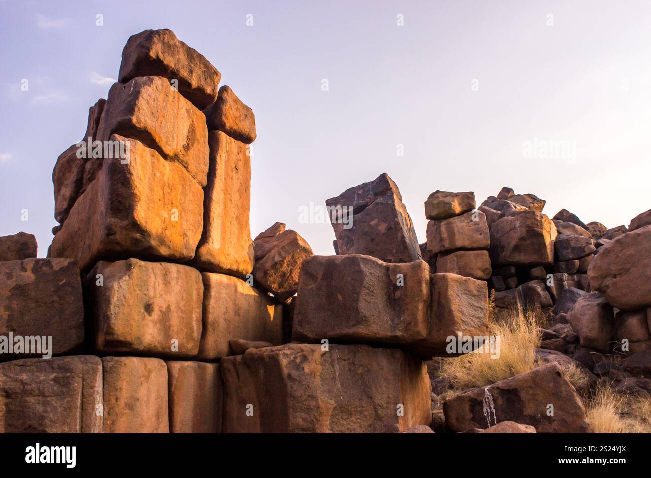 The blocky, seemingly stacked boulders of Giants playground, in Namibia ...