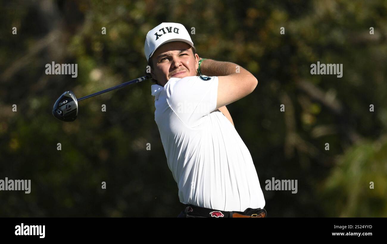 John Daly II tees off on the second hole during the final round of the ...