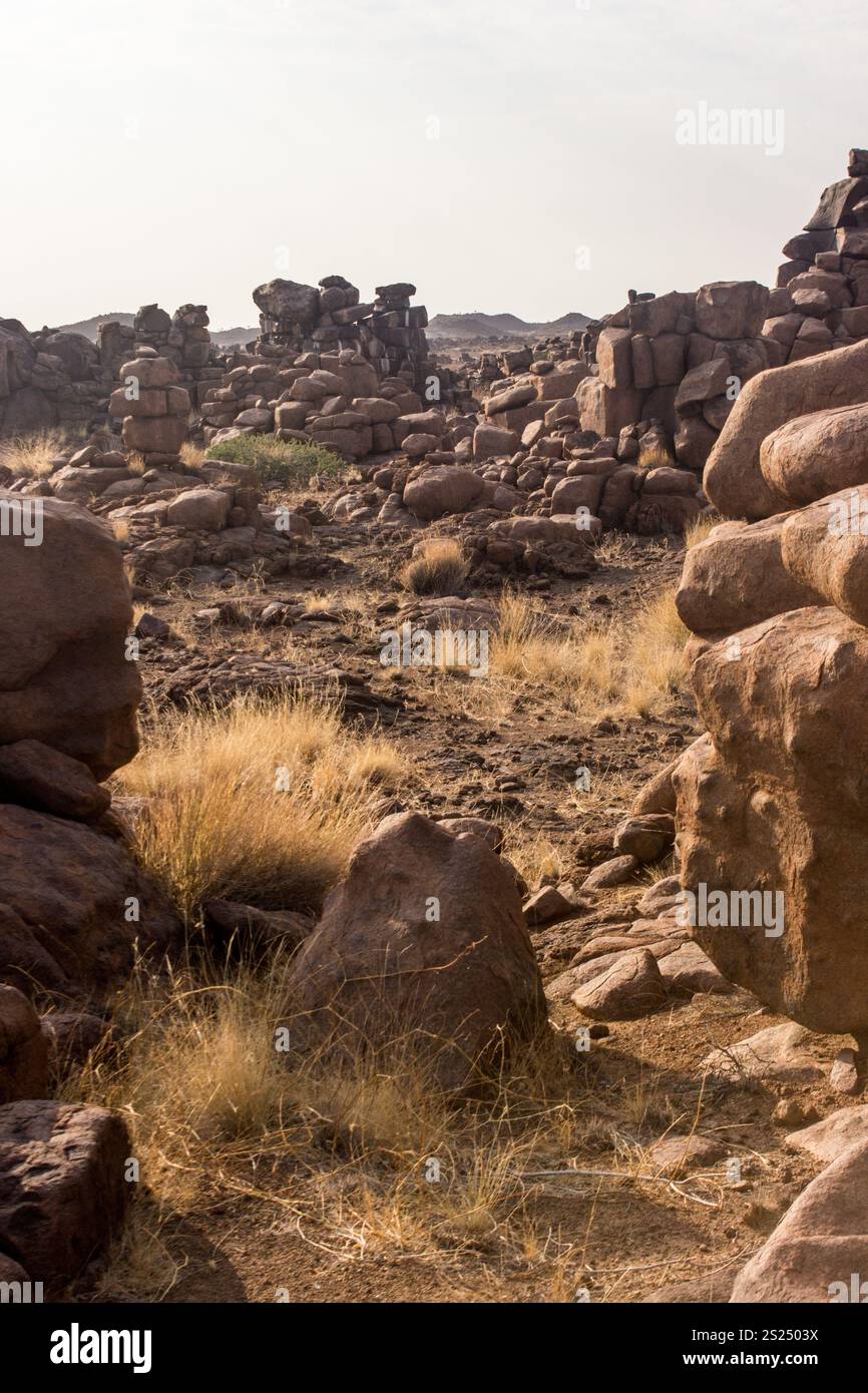 The bizarre landscape stacked boulders and strange rock formations of ...