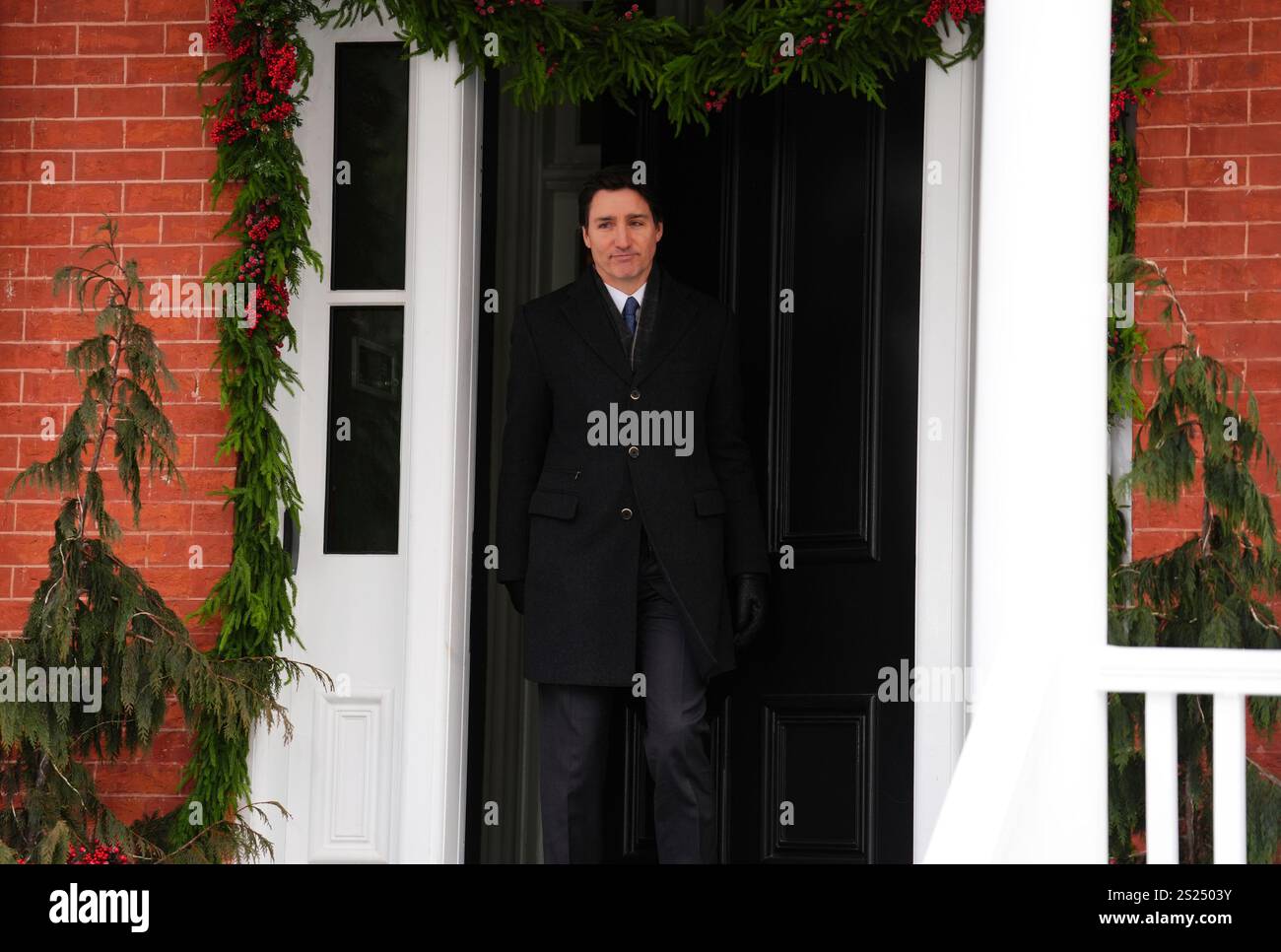Canada Prime Minister Justin Trudeau arrives to make an announcement ...