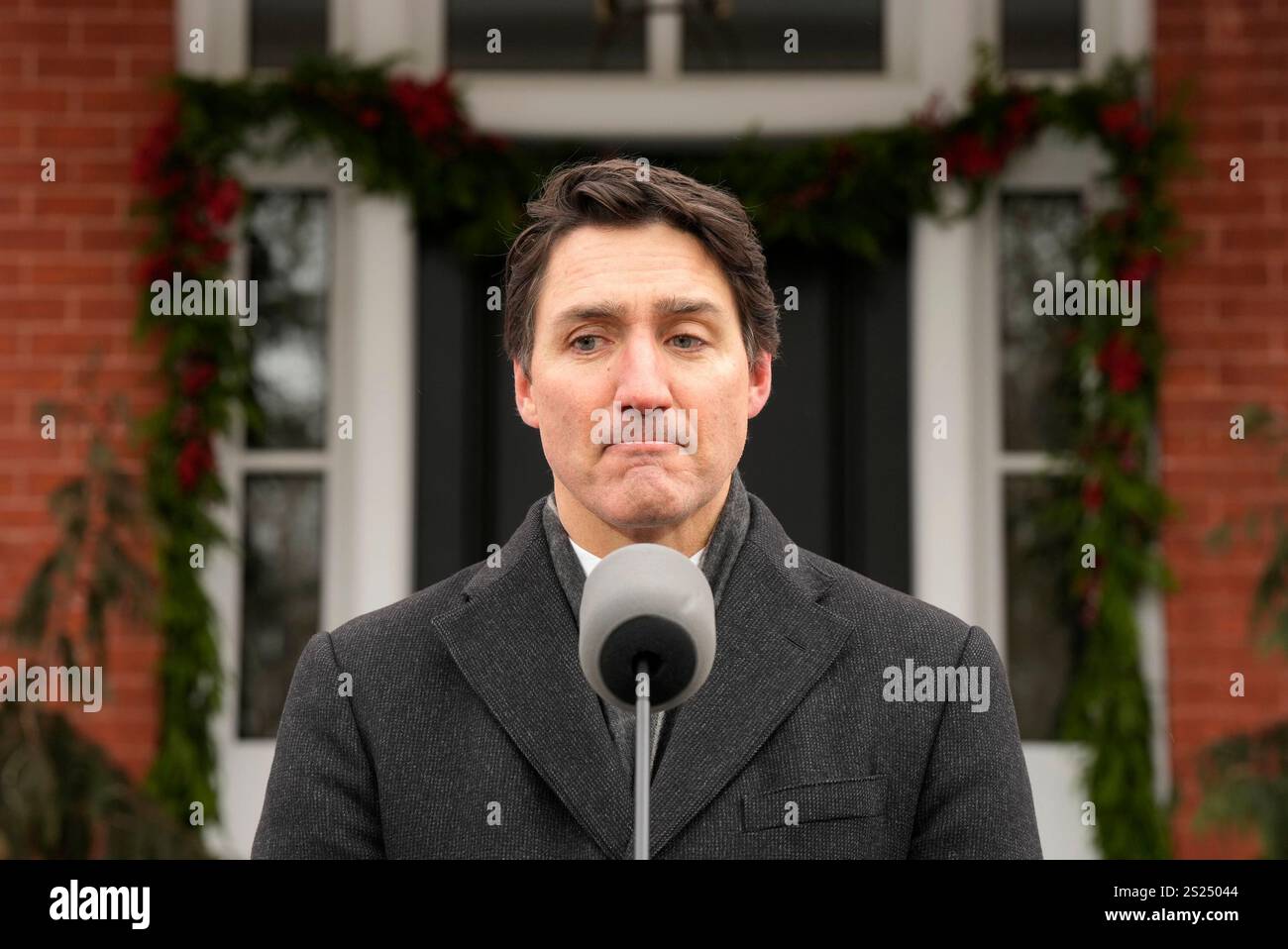 Canada Prime Minister Justin Trudeau makes an announcement outside ...