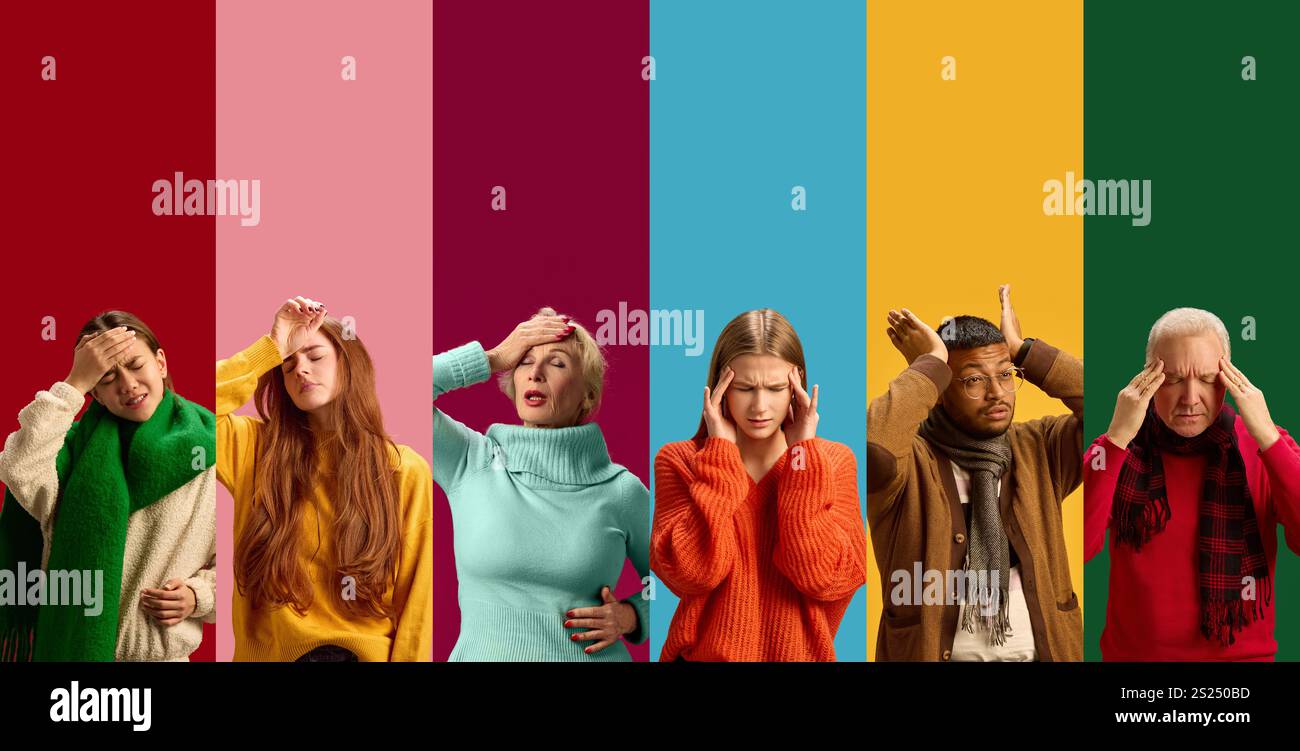 Collage of different people of diverse age showing expressions of ...