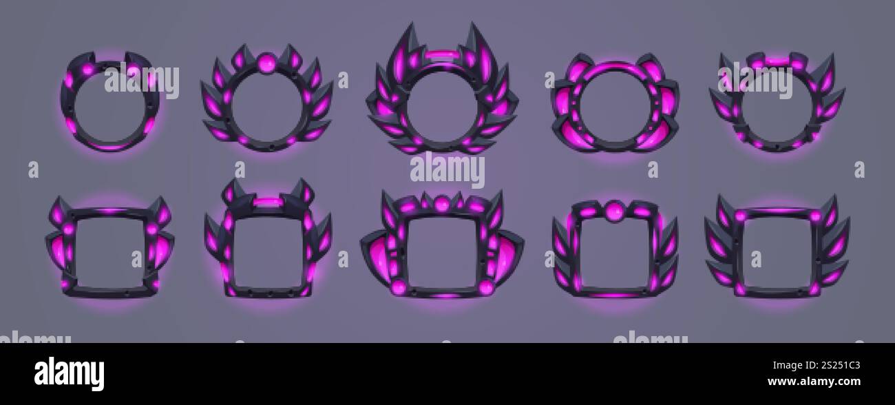 Avatar tech frames. Futuristic game sci fi borders, cyber technology ui ...