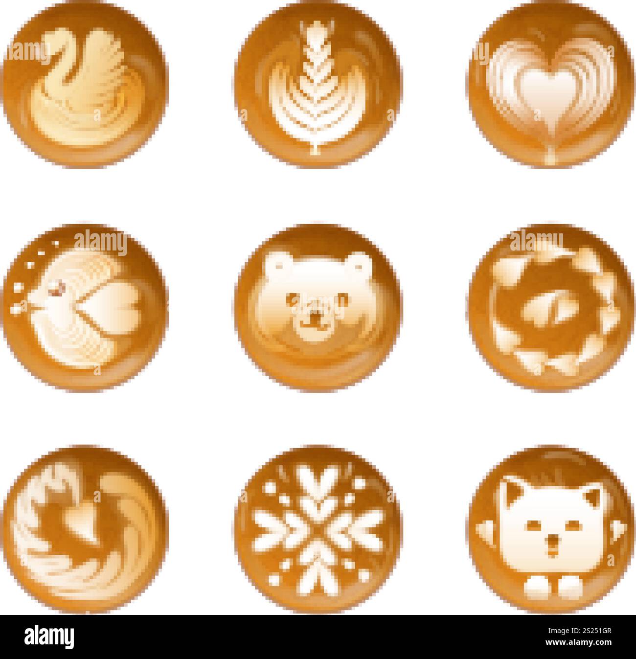 Latte toppings art. Aroma coffee with pouring milk foam top view, barista creative drawing swan ...