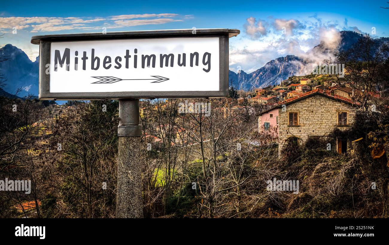 a picture with signposts in the direction of co-determination in German ...