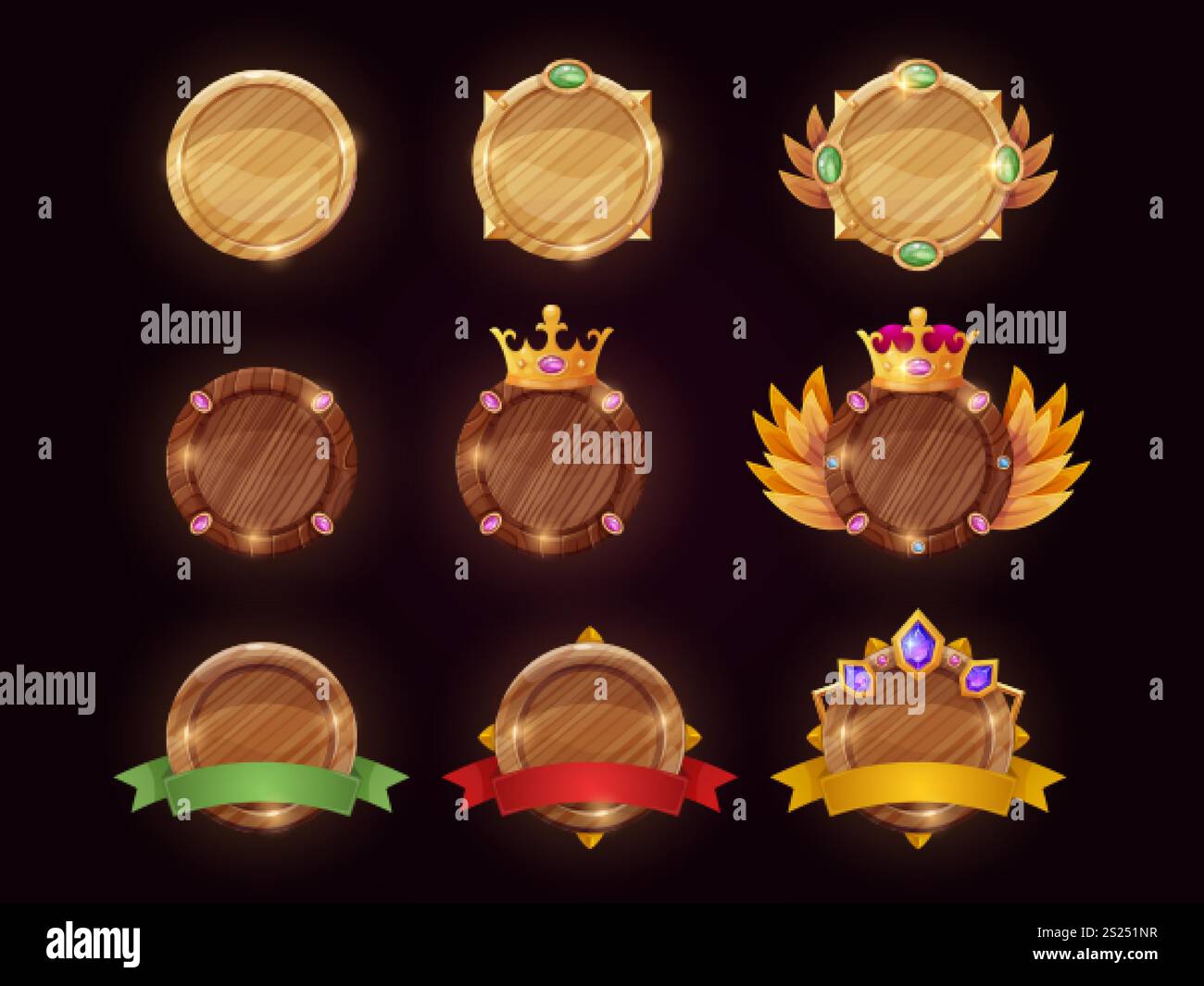Ranking wooden shields. Game rank wood brown badges, user avatar frames ...
