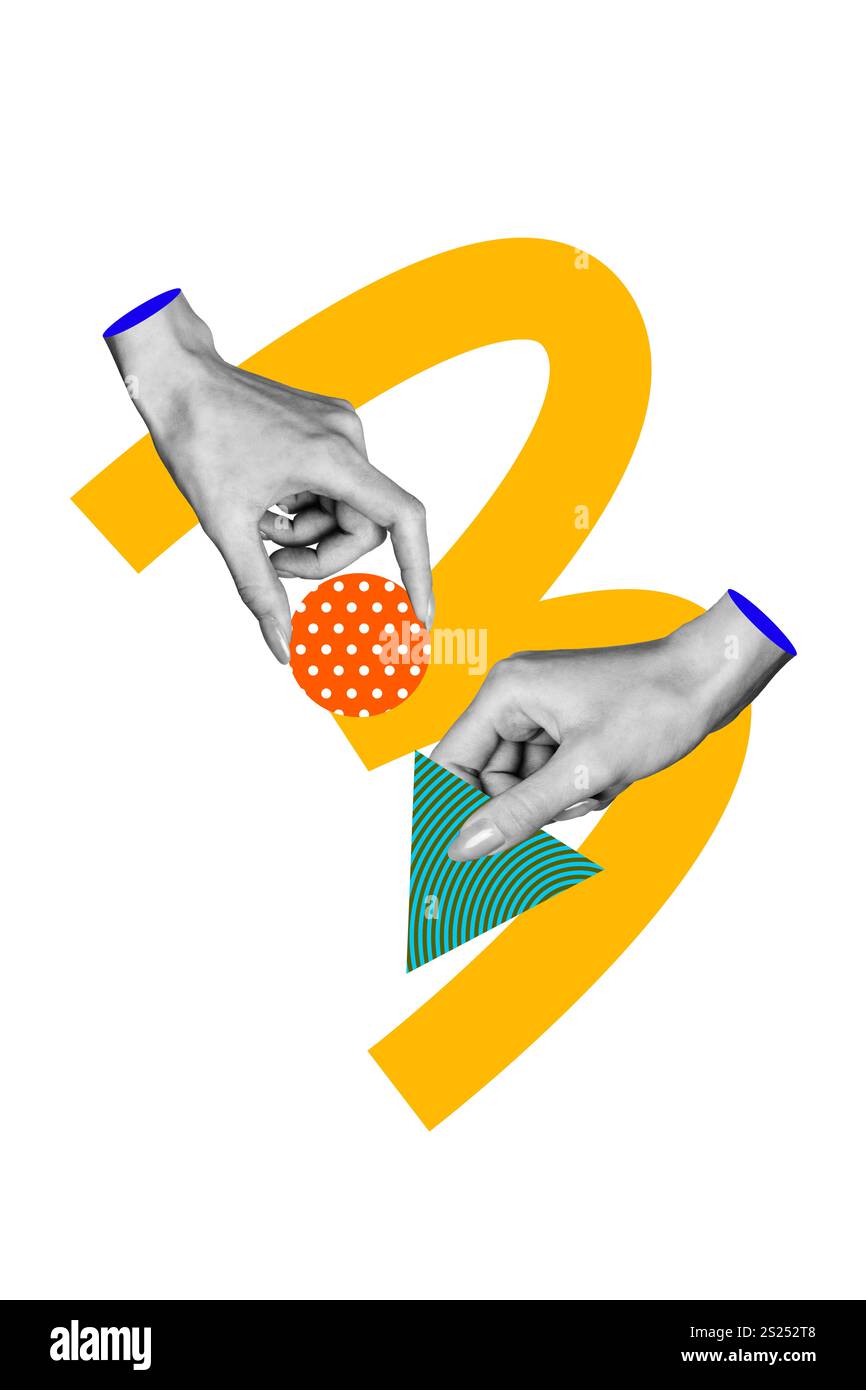 Trend artwork sketch design montage 3D collage of two human hands ...