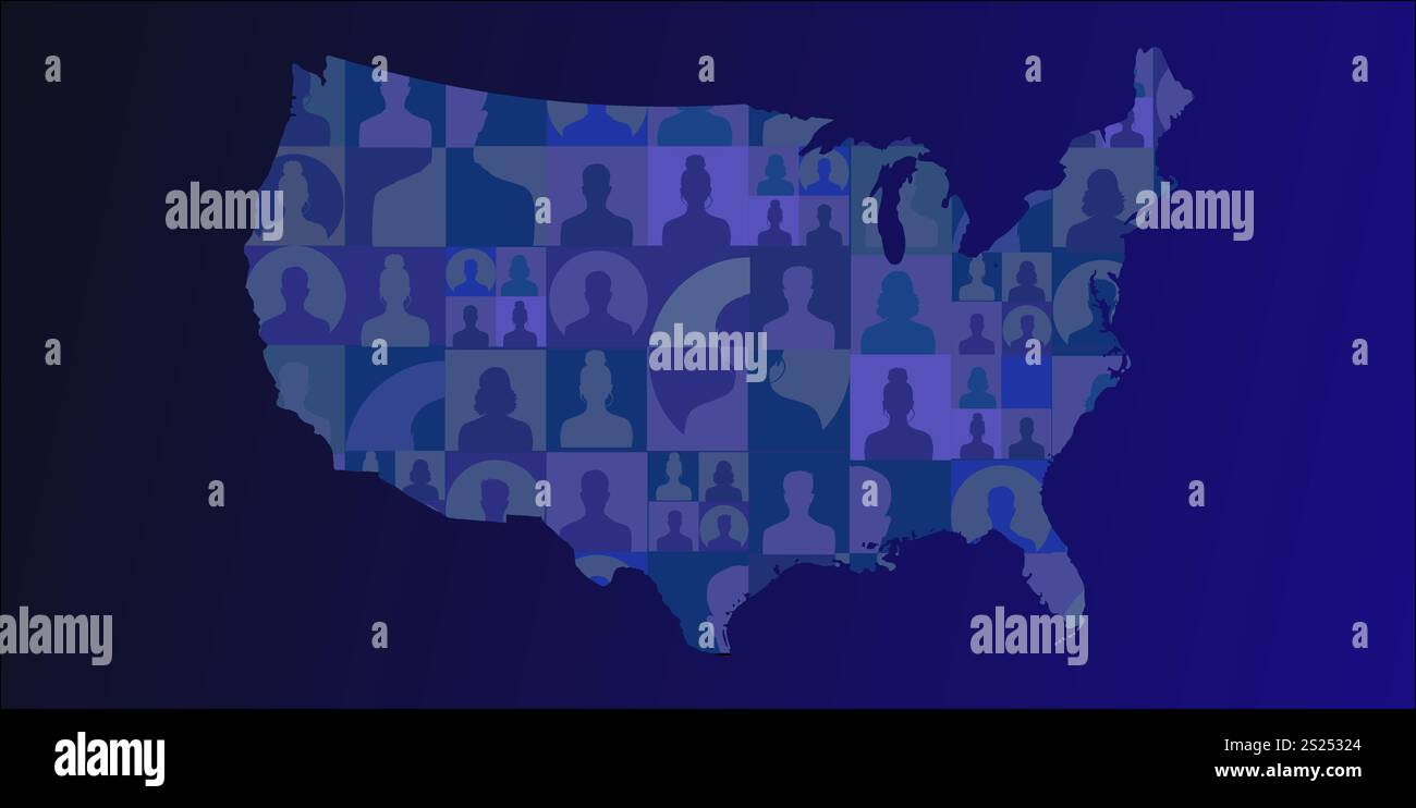 USA map silhouette with inscribed people Stock Vector Image & Art - Alamy