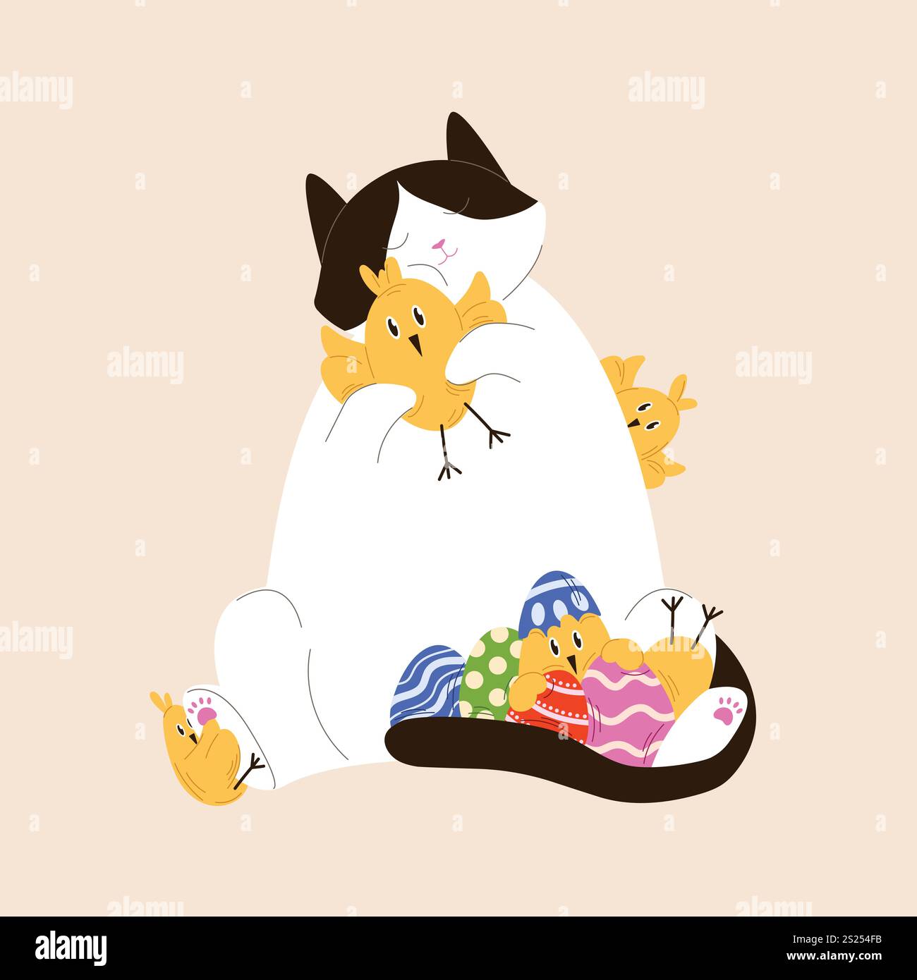 Cute tuxedo cat cuddling Stock Vector Images - Alamy