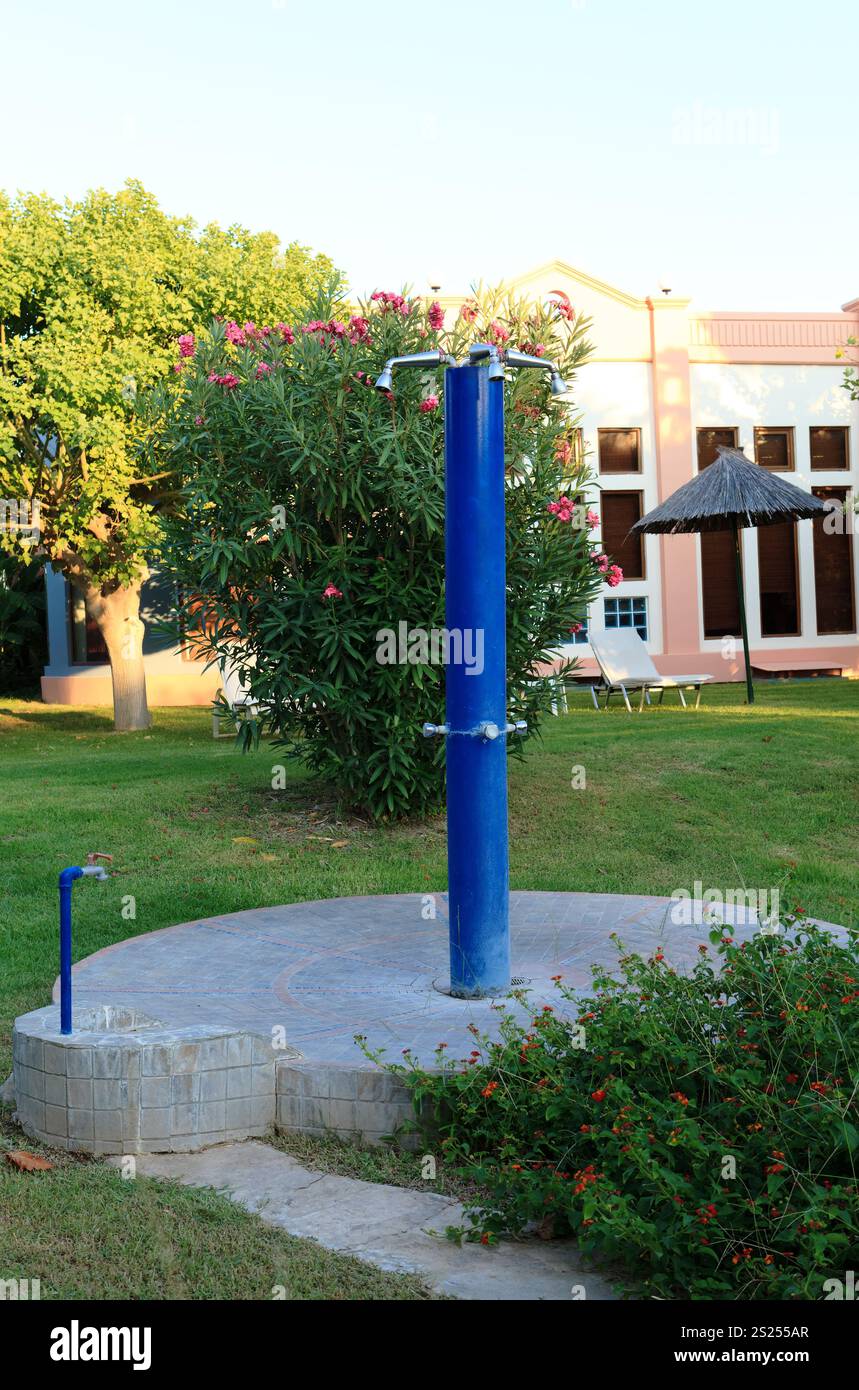 Pool shower at the hotel territory. Rhodes. Greece Stock Photo - Alamy