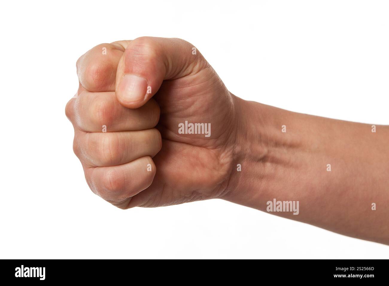 Hand power fist gesture isolated on white Stock Photo - Alamy