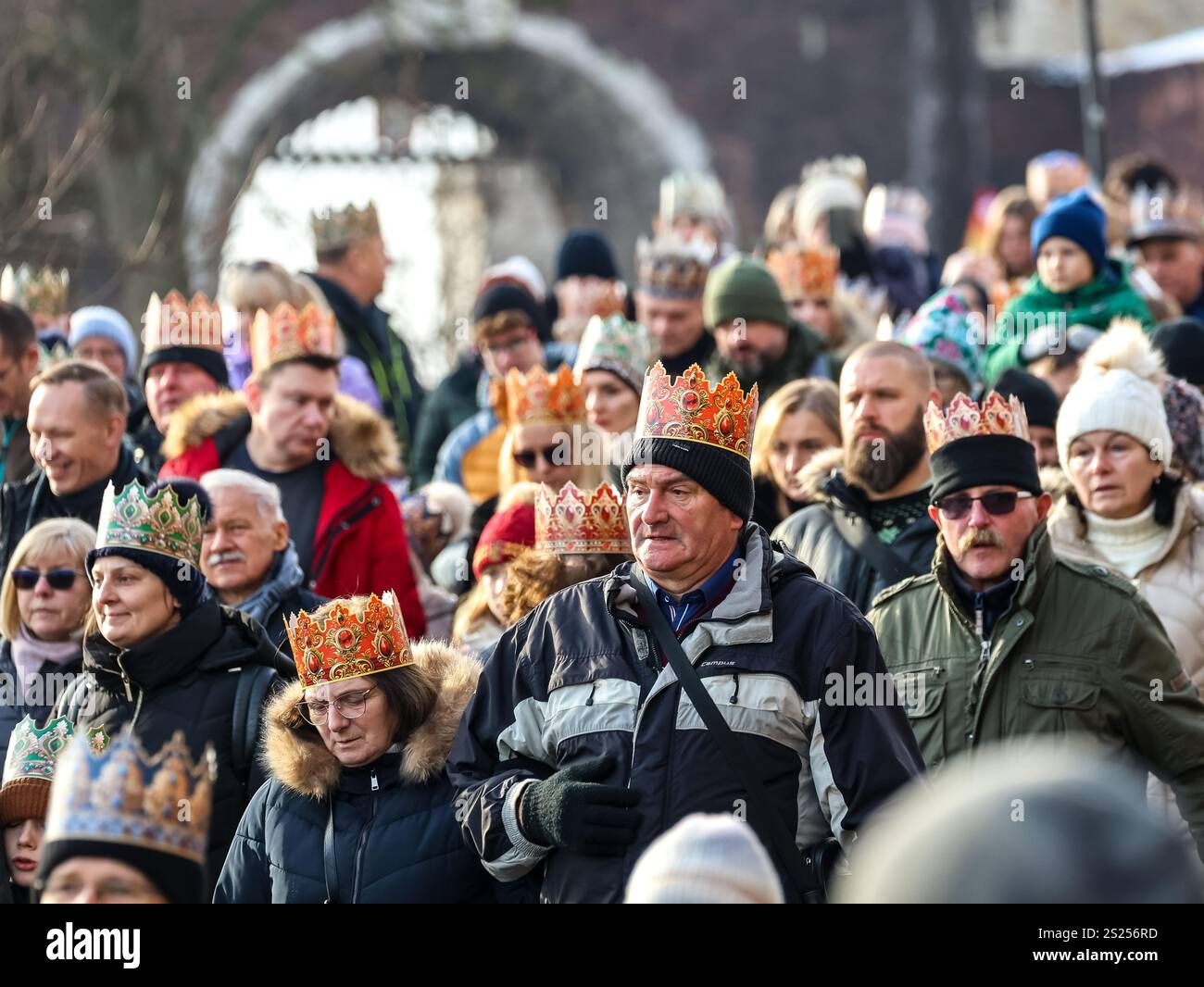 Krakow, Poland. 06th Jan, 2025. Crowds dressed in paper crowns ...
