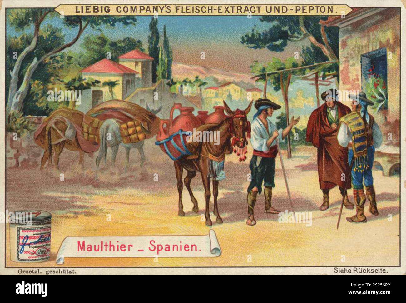 Picture series Animals of the Countries, Mule from Spain, Liebigbild ...