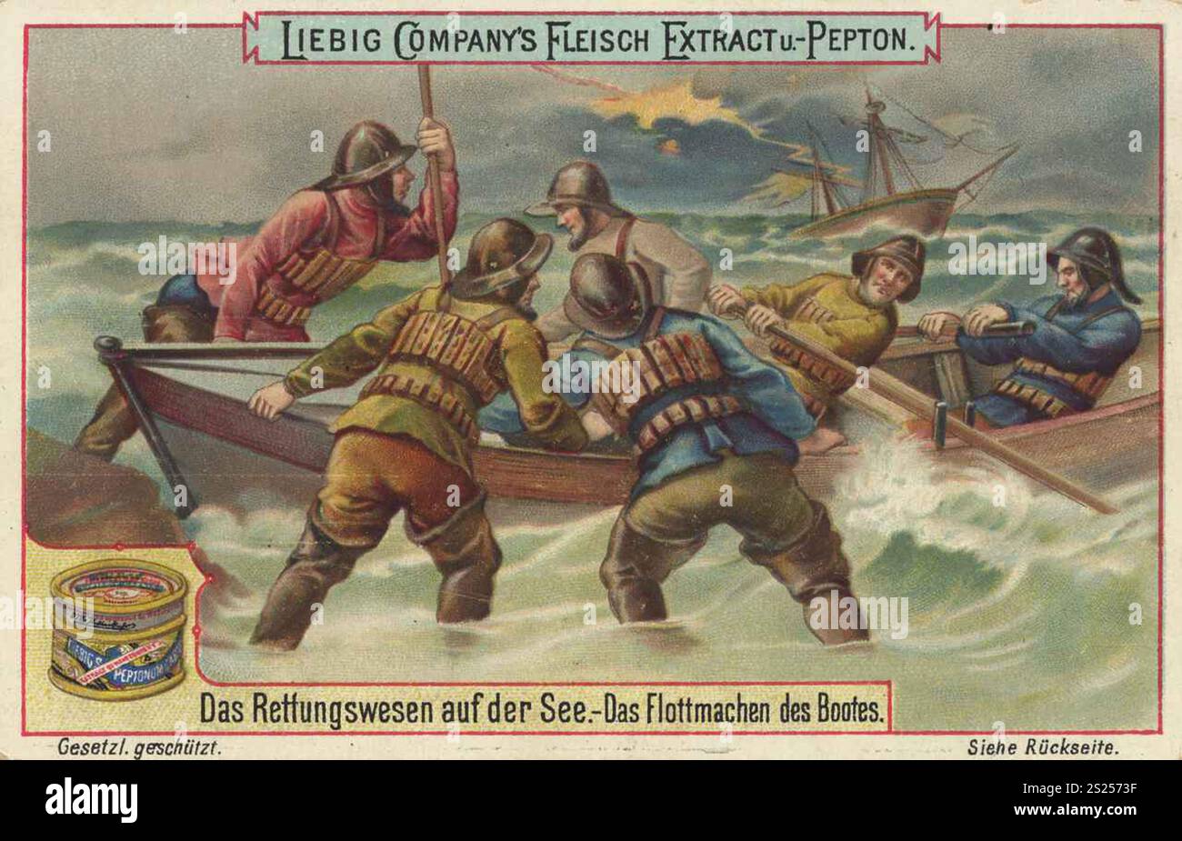 Picture series The rescue service at sea, the launching of the lifeboat ...