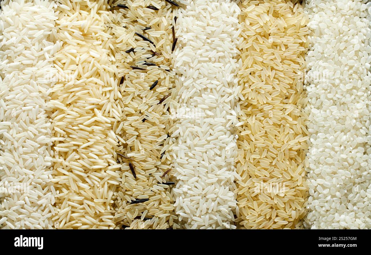 different types of rice , top view Stock Photo - Alamy