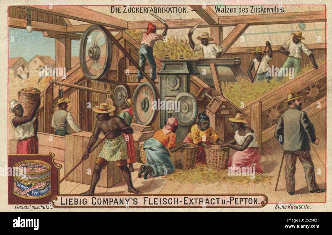 Picture series The sugar factory, rolling the sugar cane, Liebigbild ...