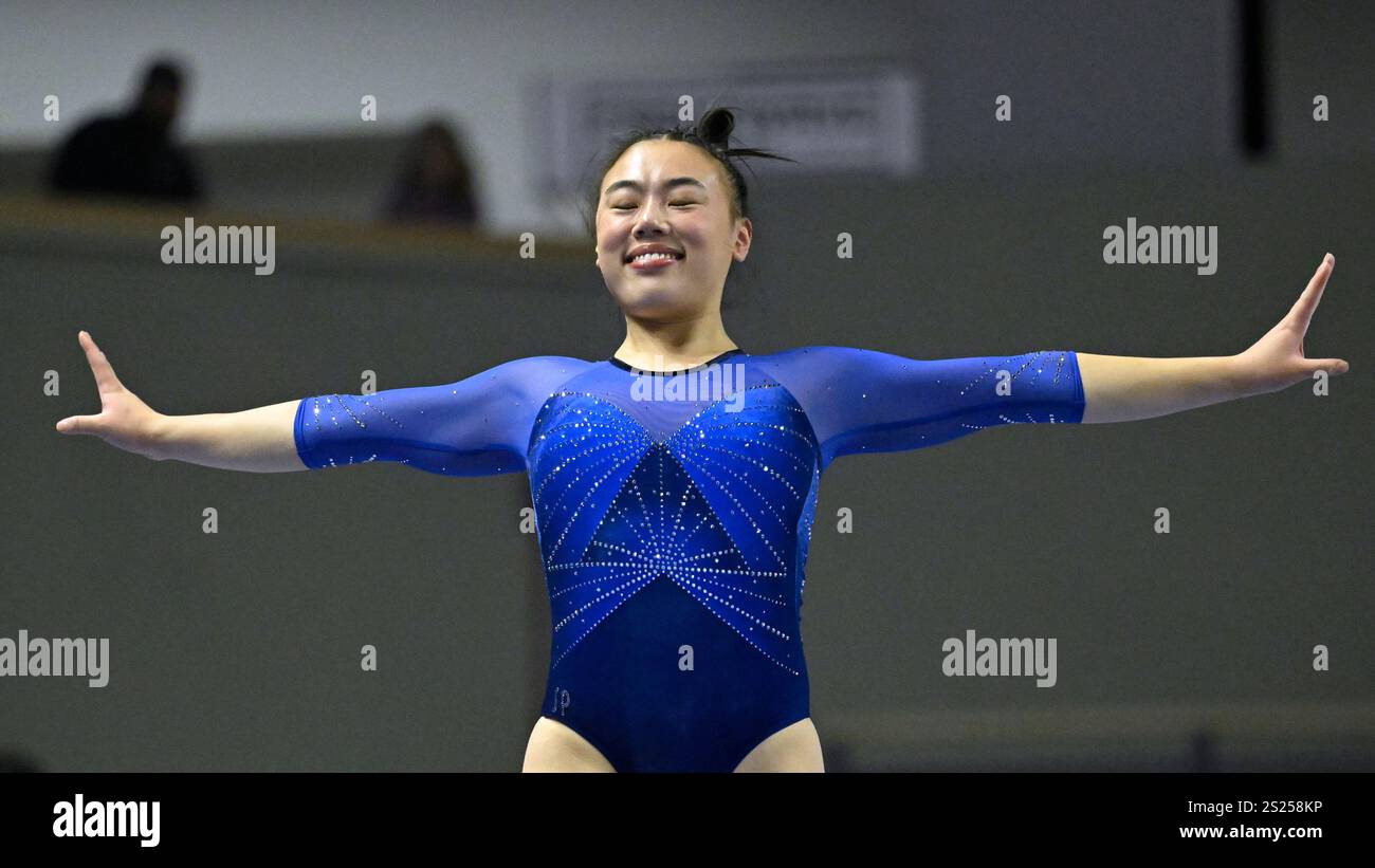 UCLAs' Emily Lee during an NCAA gymnastics meet on Saturday, Jan. 4 ...