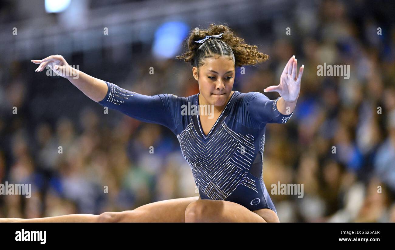Cals' Annalise Newman-Achee during an NCAA gymnastics meet on Saturday ...