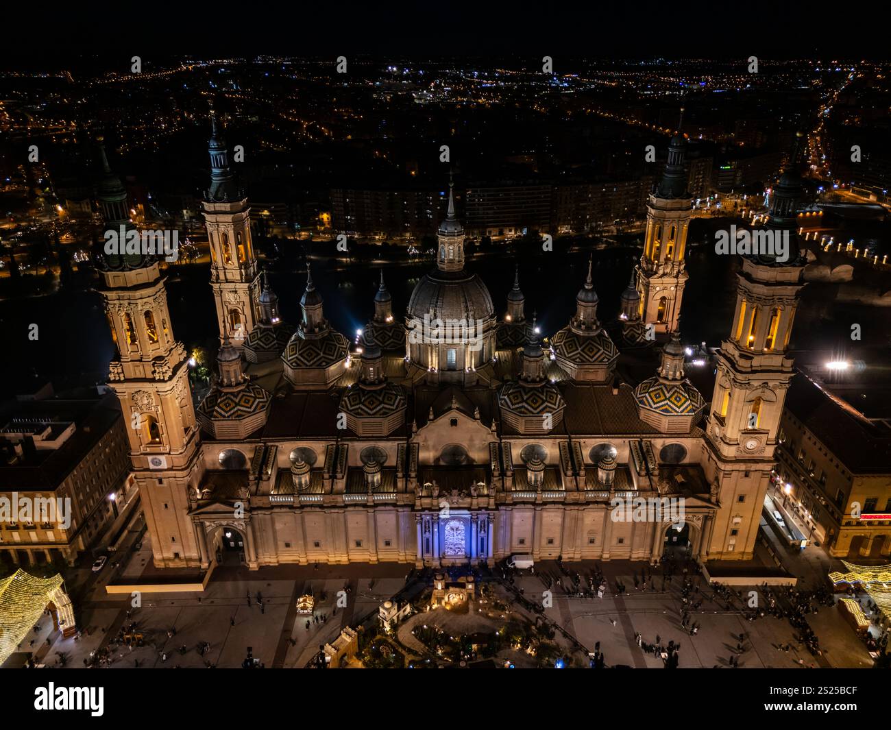 Aerial view of the Cathedral Basilica of of Our Lady of the Pillar and ...