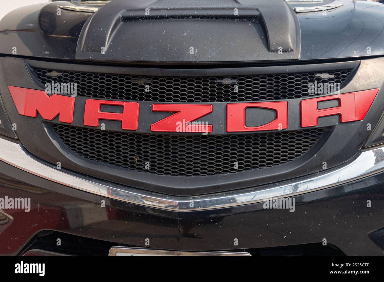 BANGKOK, THAILAND, OCT 06 2024, the front grille of a pick-up truck ...