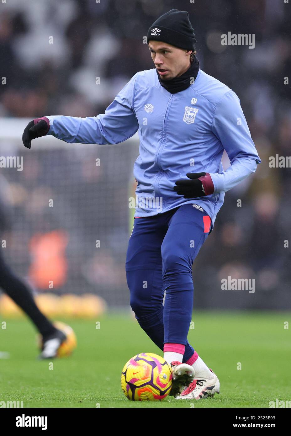London, UK. 5th Jan, 2025. Kalvin Phillips of Ipswich Town Town warms ...