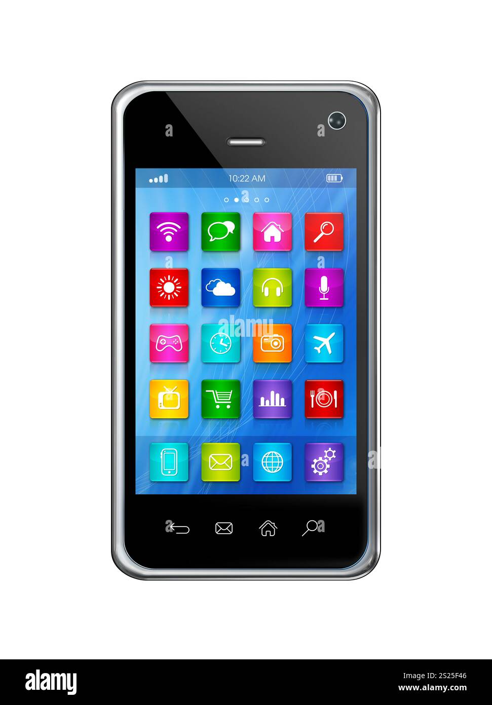 3D smartphone, mobile phone - apps icons interface - isolated on white ...