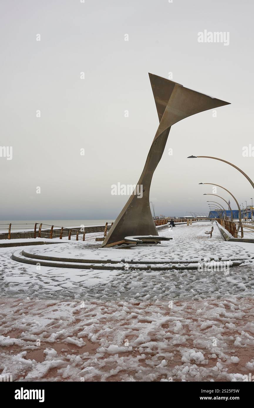 Solitary figure on an otherwise empty promenade in Blackpool during the ...