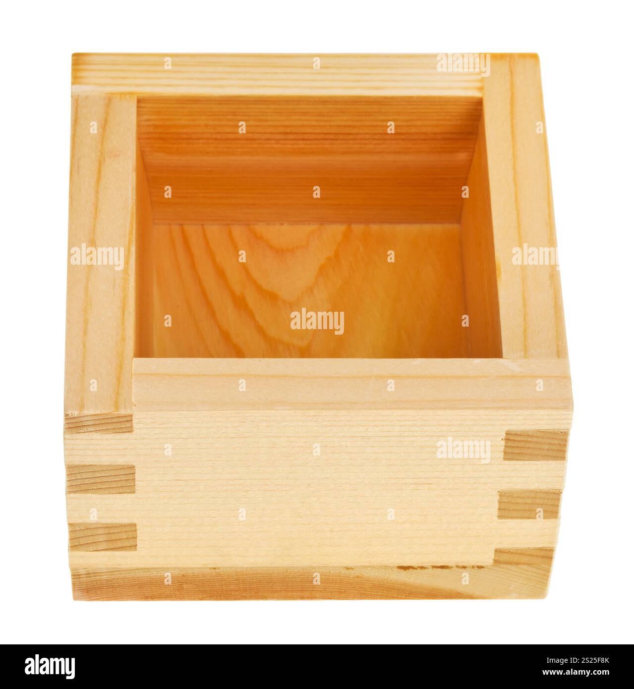 traditional wooden box masu with sake isolated on white background ...