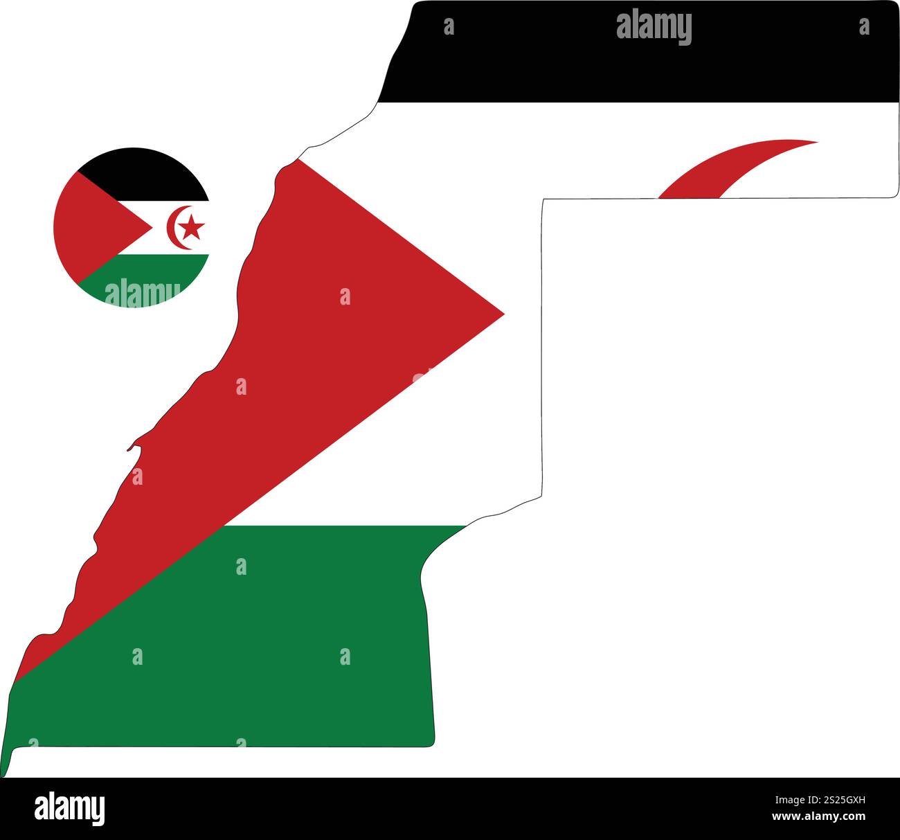 Sahrawi Arab Democratic Republic Map and Flag Stock Vector Image & Art ...