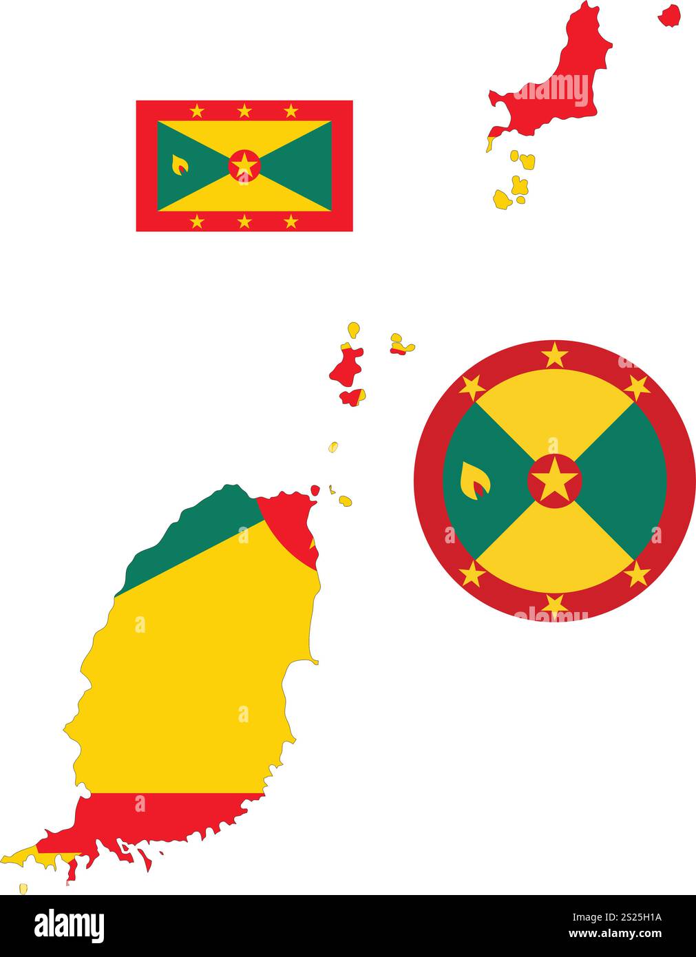 Grenada Map and Flag Stock Vector Image & Art - Alamy