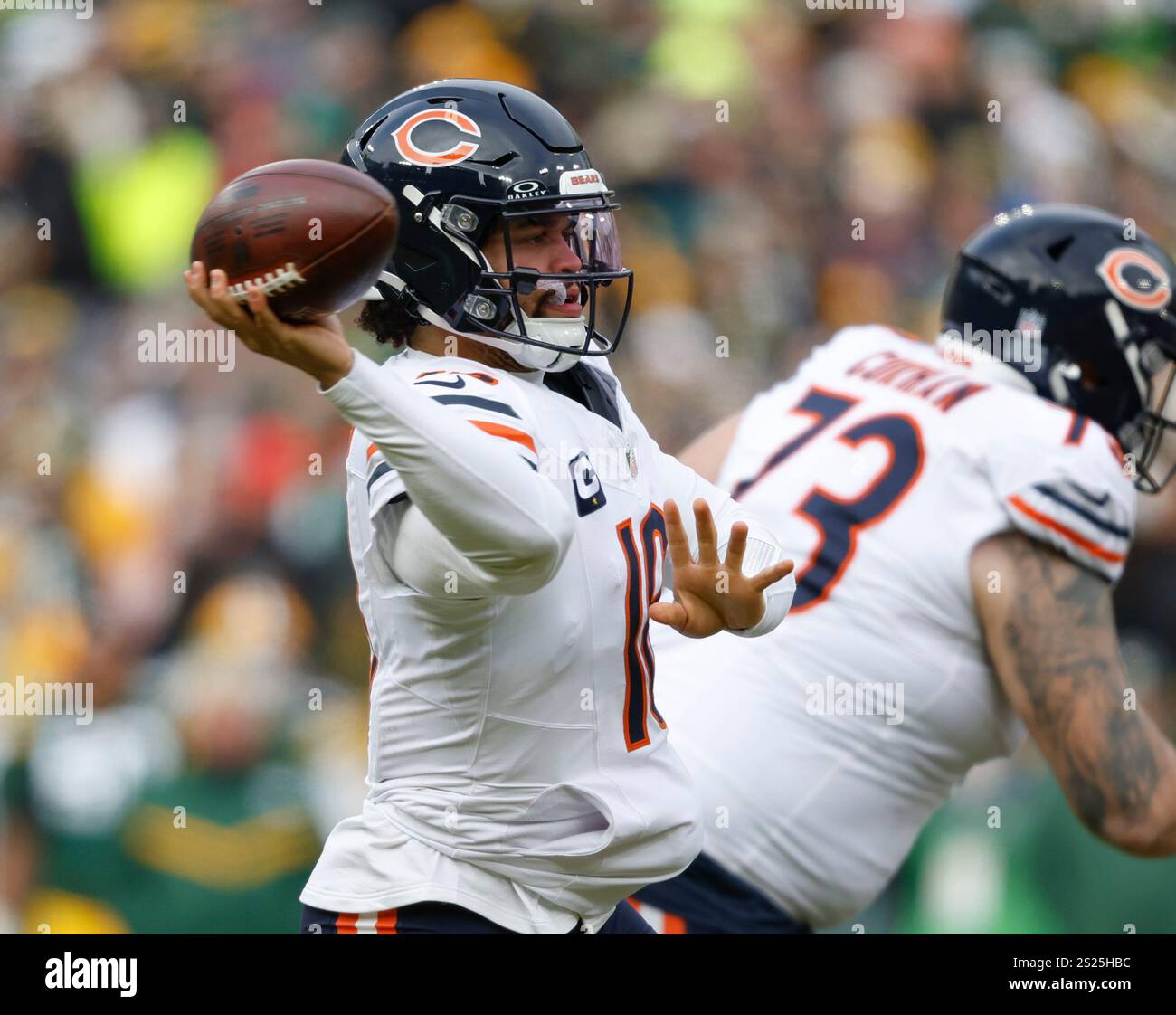 Chicago Bears quarterback Caleb Williams (18) throws during an NFL ...