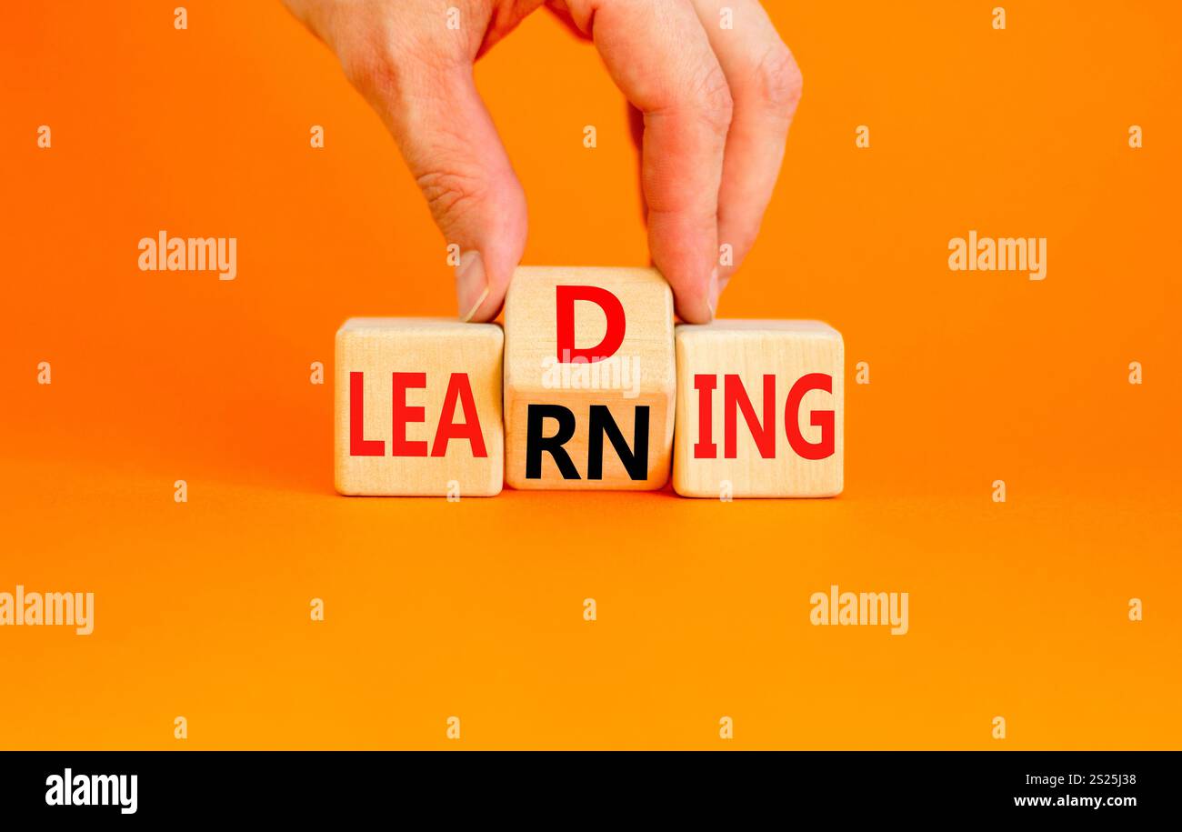 Learning or leading symbol. Concept words Learning Leading on wooden ...