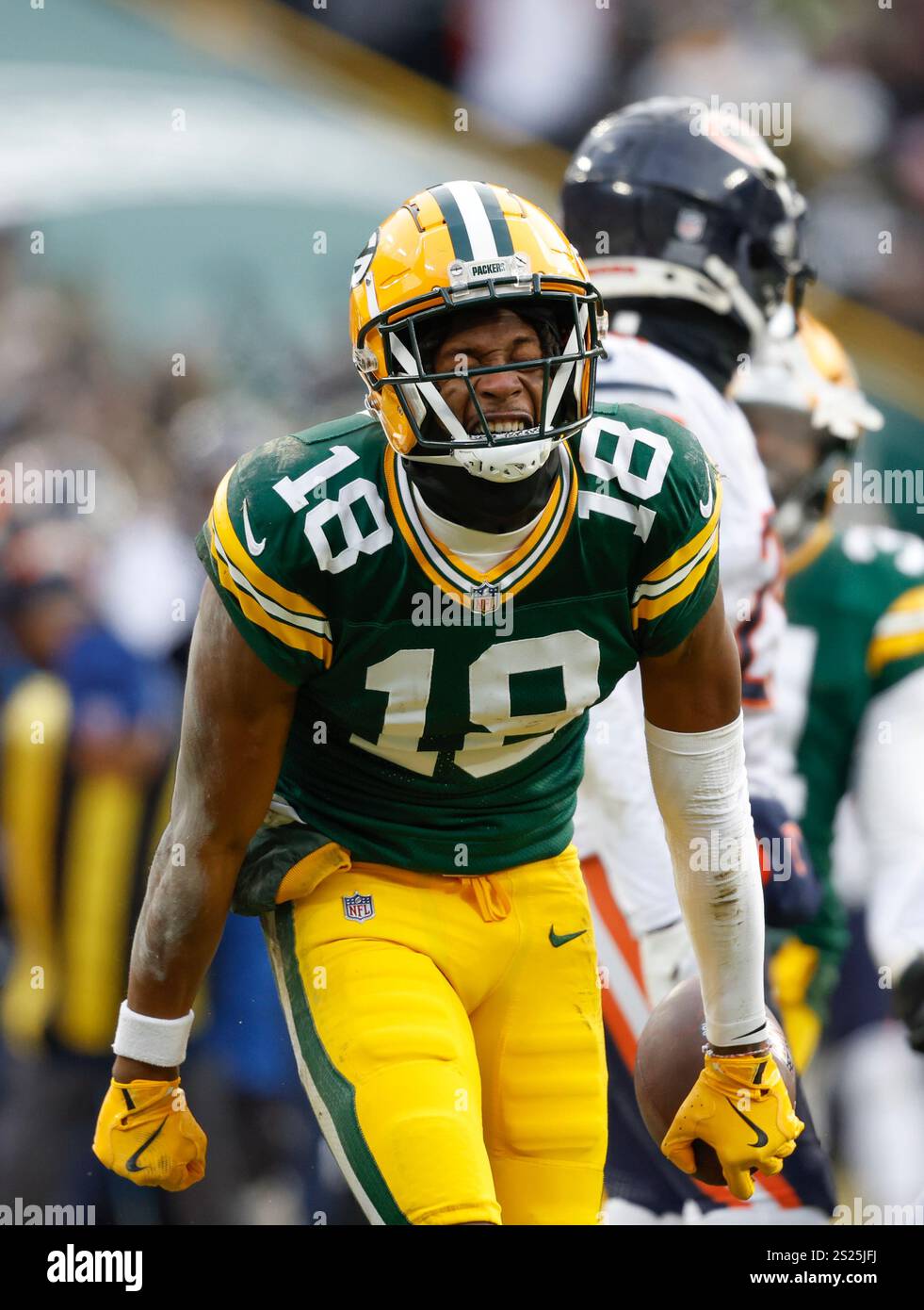 Green Bay Packers wide receiver Malik Heath (18) reacts after a catch ...