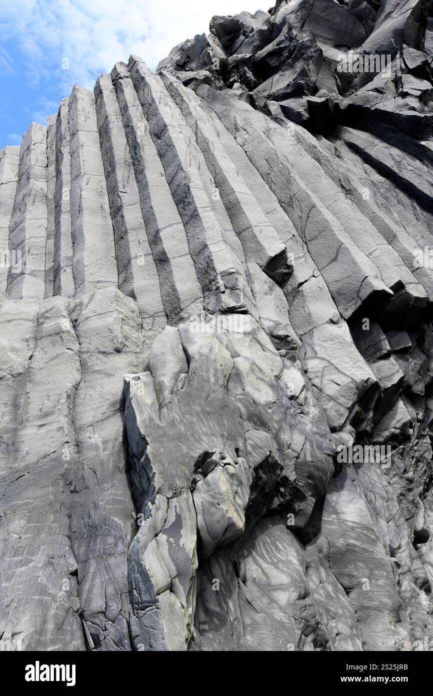 Reynisfjara (Black beach). Columnar basalt formation. Vik i Myrdal ...
