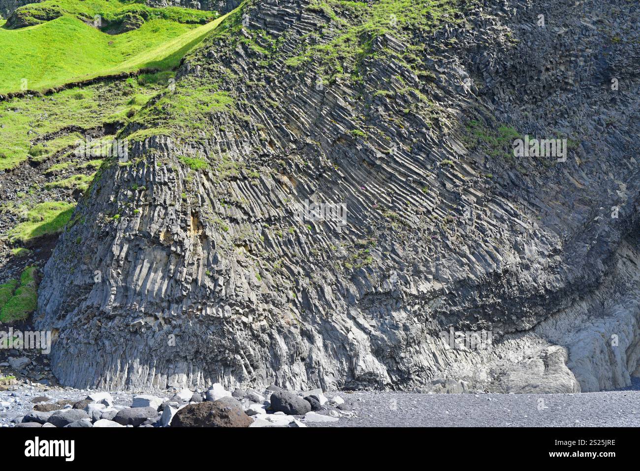 Reynisfjara (Black beach). Columnar basalt formation. Vik i Myrdal ...