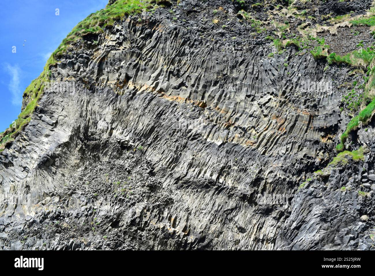 Reynisfjara (Black beach). Columnar basalt formation. Vik i Myrdal ...