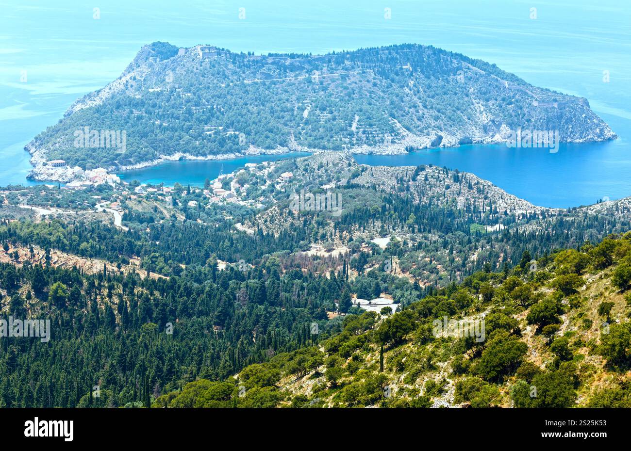 Summer sea view of Assos peninsula (Greece, Kefalonia, Ionian Sea Stock ...