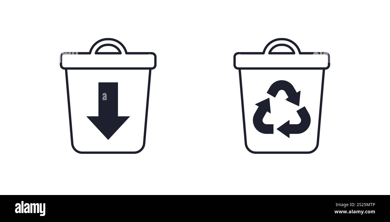 waste reduction and recycling icons with trash bin Stock Vector Image ...