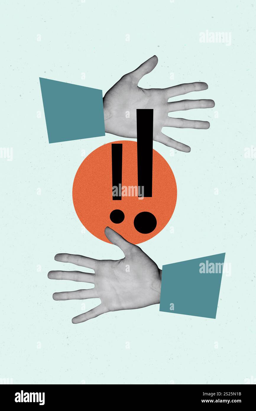 Trendy art creative vertical photo collage of two hands distance ...