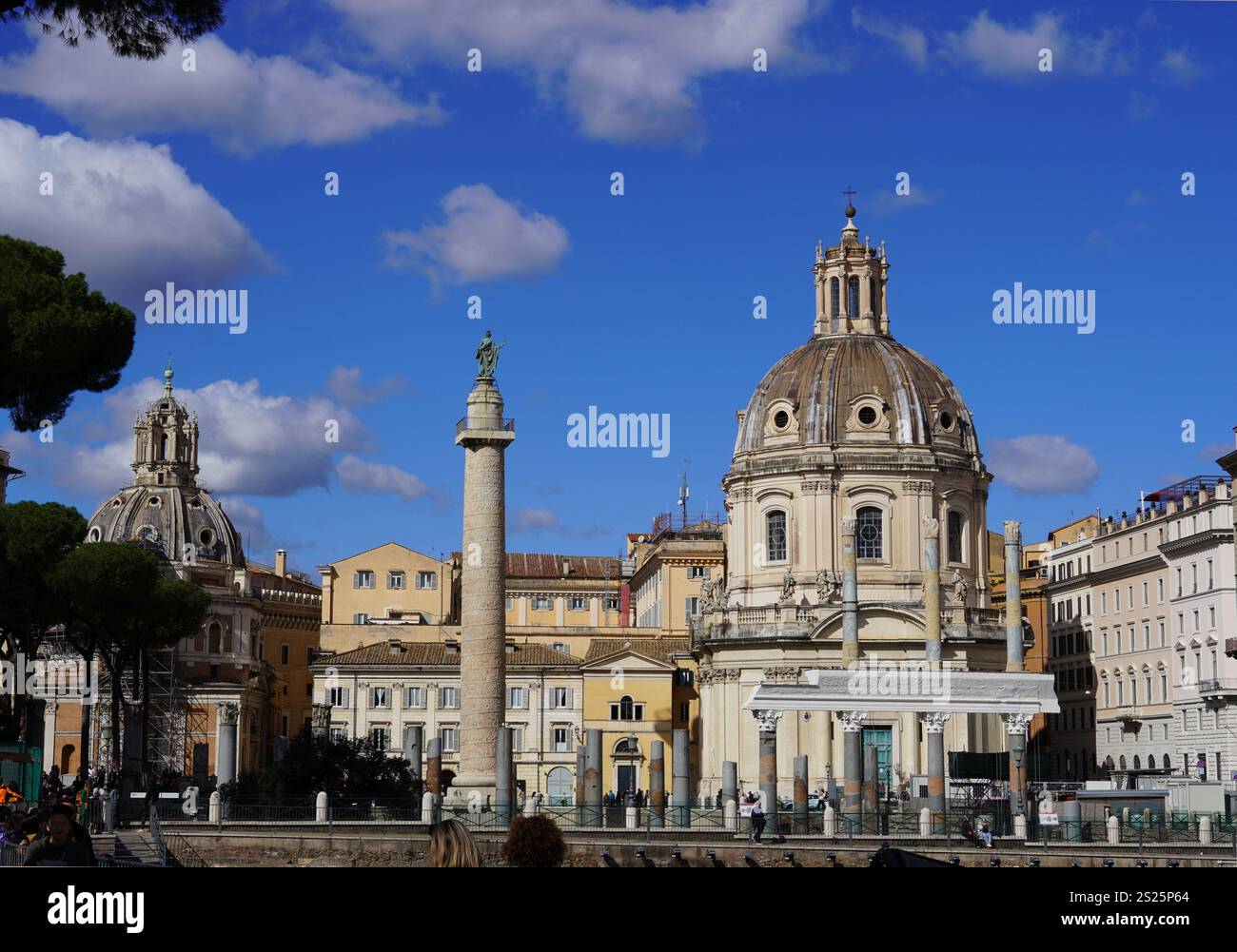 View of emperor Trajan’s forum, his column, ruins of the Christian ...