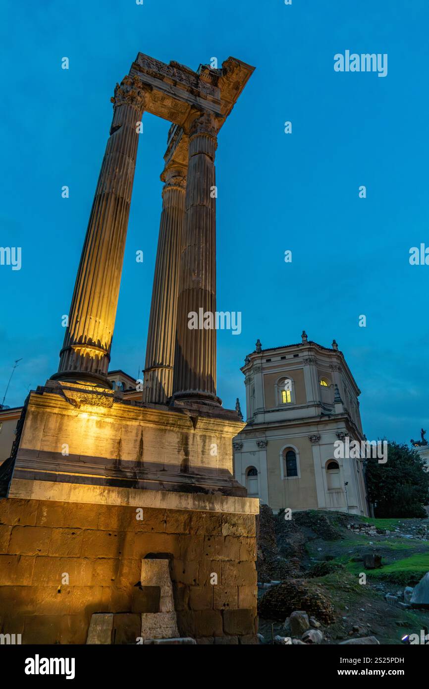 Pillars of the ancient Temple of Apollo Sosianus in Rome, Italy Stock ...