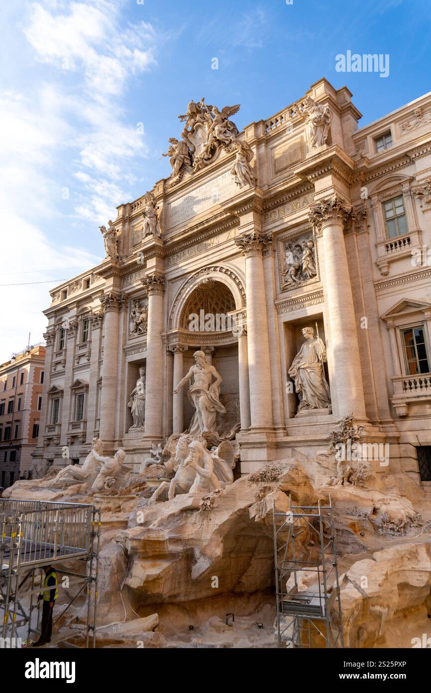 The Trevi Fountain on the rear of the Palazzo Poli in the Piazza di ...