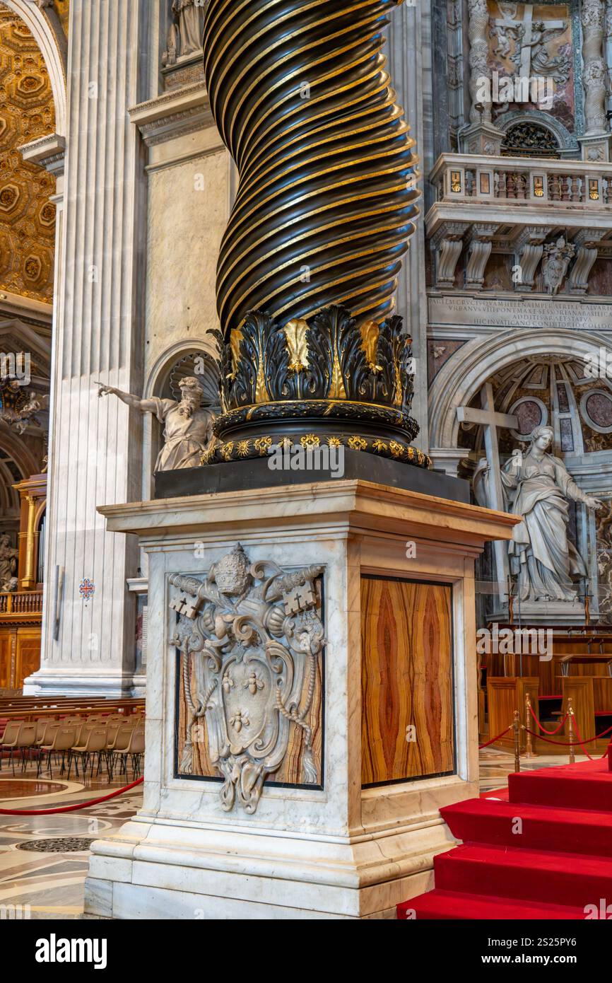 Coat of arms of Pope Urban VIII on Bernini's Baldachin in St. Peter's ...
