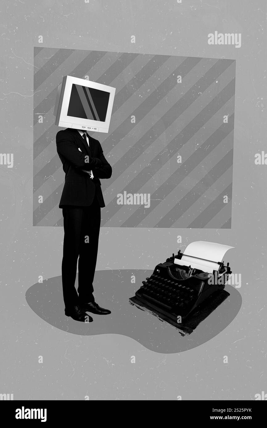 Creative photo 3d collage artwork poster of hardworking professional ...