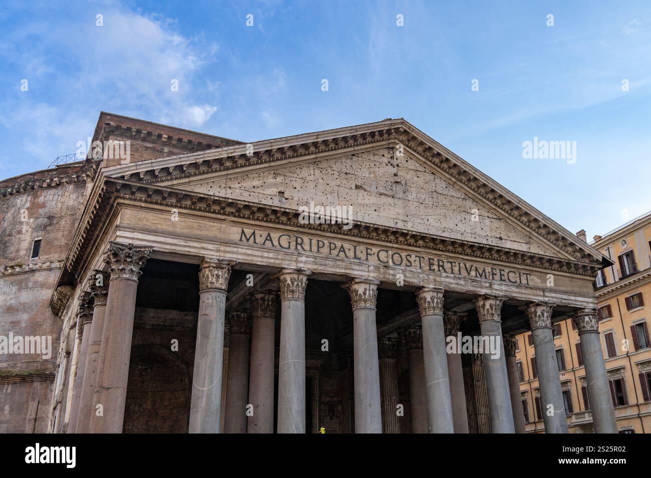 Detail of the facade of the Pantheon in the Piazza della Rotunda in ...